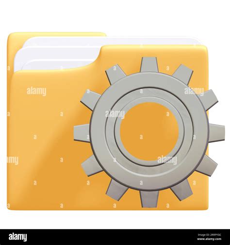 Folder Icon With Gear Files Setting Up Clipping Path 3d Rendering