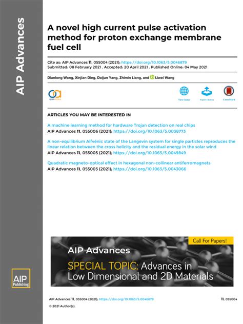 Activation Wang2021 Pdf Fuel Cell Electrical Engineering
