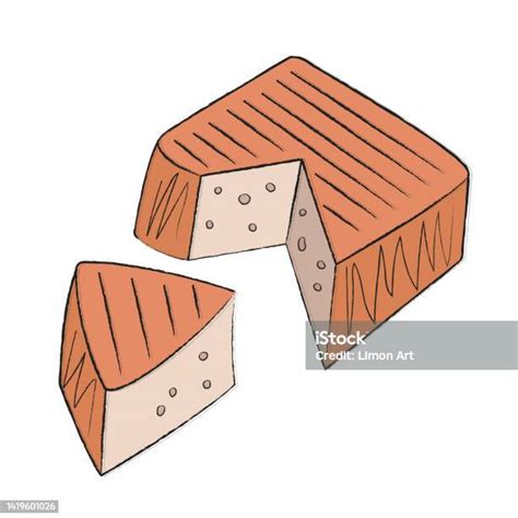 정사각형 이탈리아 치즈는 빨간 필름으로 덮여 있고 후추로 뿌려집니다 큰 조각이 잘린 케이크 모양의 치즈 부드러운 부드러운 화이트 치즈를 눌렀습니다 간단한 선형 음식 아이콘