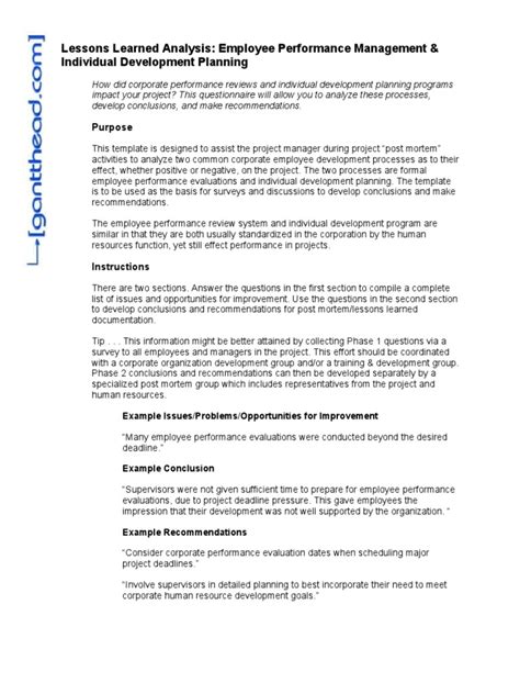 Pdf Lessons Learned Analysis Employee Performance Management