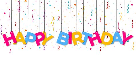 Happy Birthday Decoration Hanging Letter With Confetti Vector Happy Birthday Decorations Happy