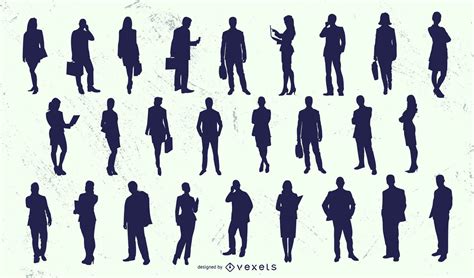 Business People Man Woman Silhouette Set Vector Download