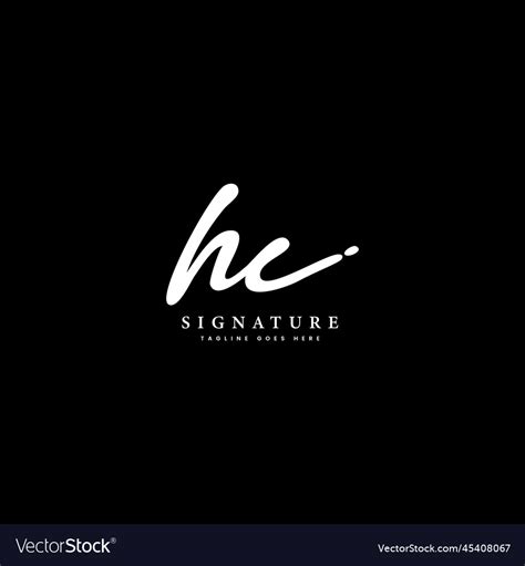 H C Hc Initial Letter Handwriting Signature Logo Vector Image