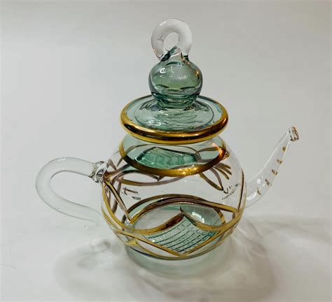 Blown Glass Teapot Ornament Green 35hx28wx47l Villages Calgary