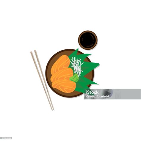 Sushi Sashimi Restoran Objek Grafis Makanan Jepang Ilustrasi Stok
