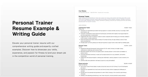 Personal Trainer Resume Example And Writing Guide