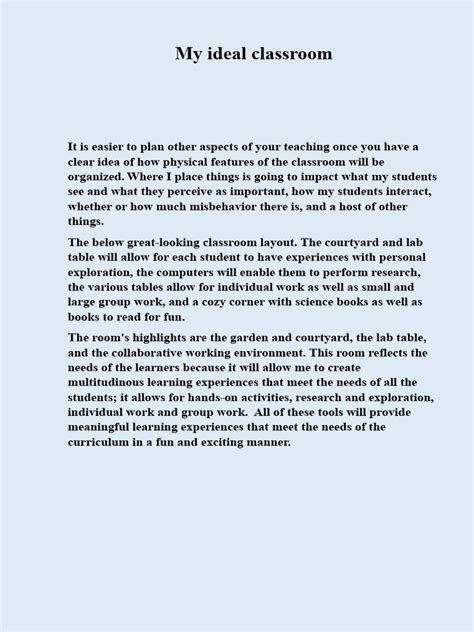 My Ideal Classroom Pdf Classroom Learning