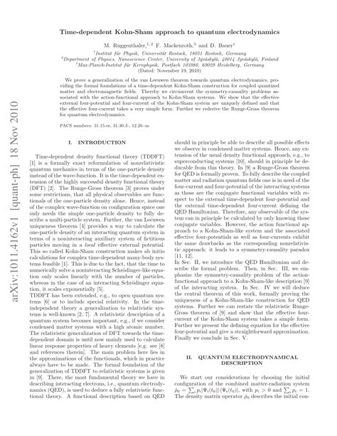 Pdf Time Dependent Kohn Sham Approach To Quantum Electrodynamics