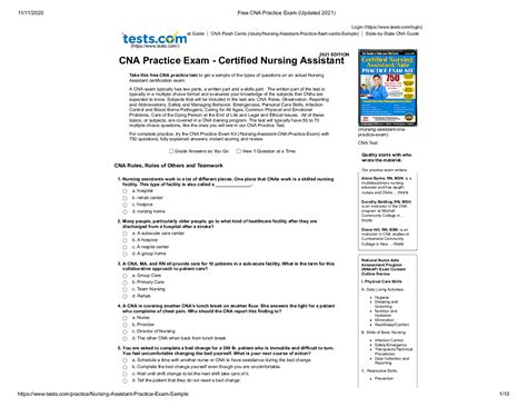 Cna Practice Exam Certified Nursing Assistant Browsegrades