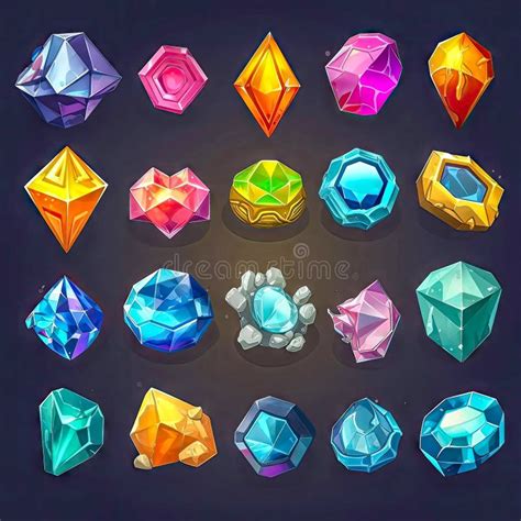 Gems Casual Game Style Web Icons Stock Illustration Illustration Of