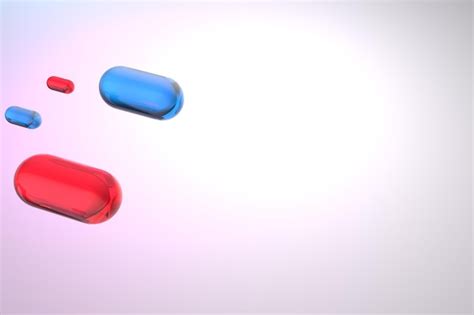 Renderização 3d transparente de ilustração vermelha e azul de