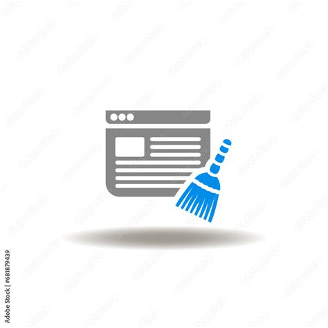 Vector Illustration Of Website Page And Broom Icon Of Clear Cache Symbol Of Caching Sign Of