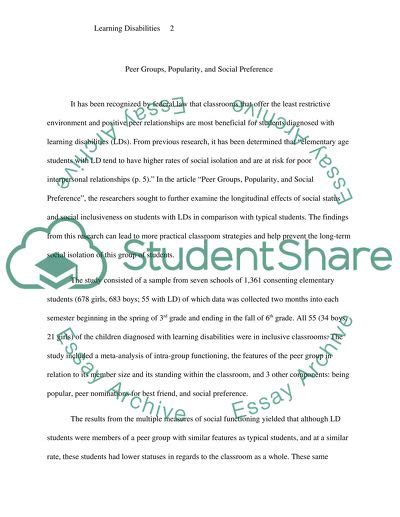 Learning Disabilities Essay Example Topics And Well Written Essays 500 Words