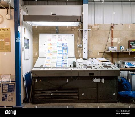 Offset Printer Controls With Samples Of Printed Materials This Printer Is From The Heidelberg