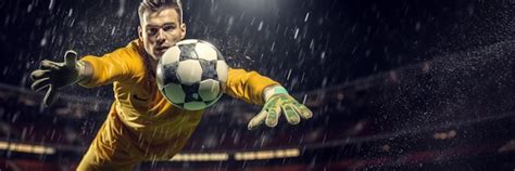 Premium Photo Soccer Goalkeeper Catches The Ball Generative Ai