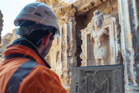 Premium Photo Engineer Analyzing Historic Structure With Etabs