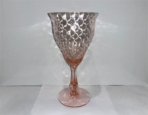 Pink Depression Glass Goblet Vintage Pink Swirl Depression Glass 7