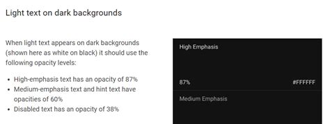 Dark Mode Text Color Does Not Match Material Design Guidelines Issue Mui Material Ui