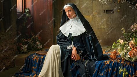 Premium Photo Sexy Nun In Cassock Sitting With Her Panties Down