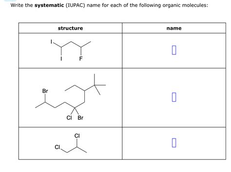 Solved Write The Systematic Iupac ﻿name For Each Of The