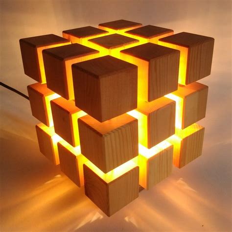 Wooden Cube Lamp Cube Light Table Lamp Square Cube Gu9 Led