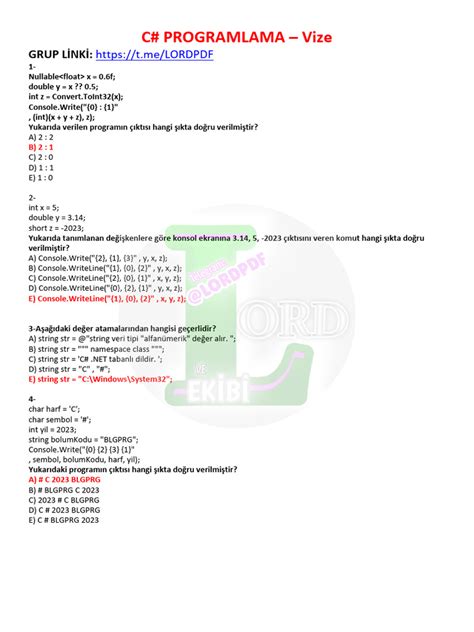 C Programlama Vize Pdf