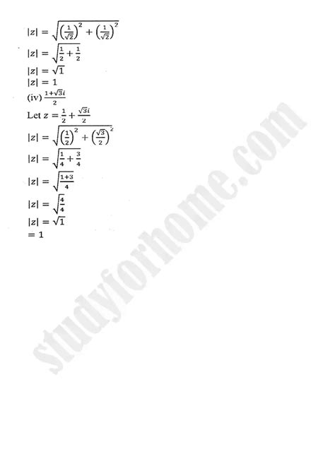 Exercise 11 Complex Numbers Mathematics 11th