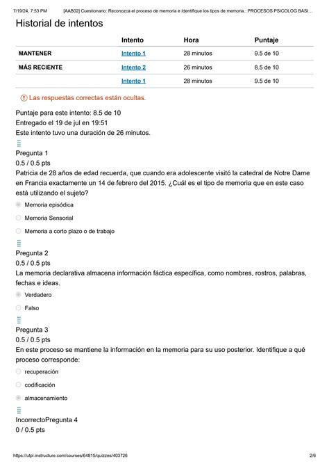 SOLUTION Aab02 Cuestionario Reconozca El Proceso De Memoria E