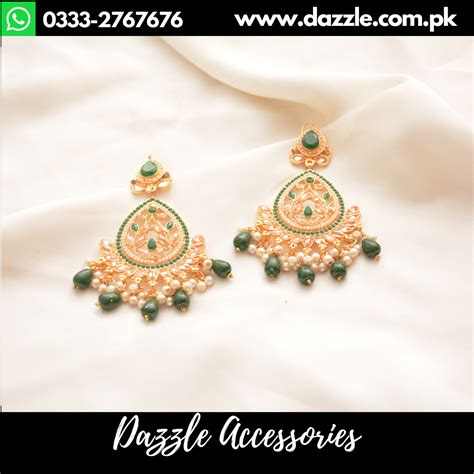 Traditional Green Pearl Earrings Dazzle Accessories