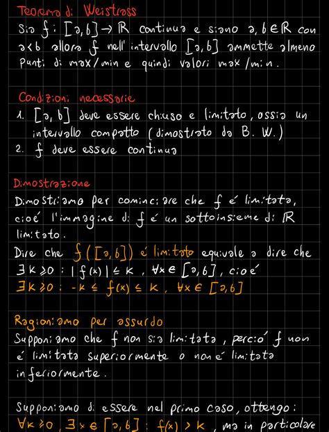 Teorema Di Weistrass Sui Valori Di Massimo E Minimo Docsity
