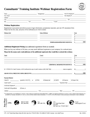 Online Webinar Registration Form PdfFiller
