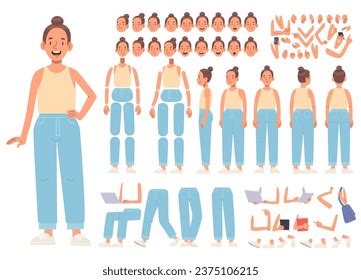 Woman Character Set Positions Views Body Stock Vector Royalty Free Shutterstock