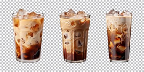 Premium Psd Collection Of A Glass Of Iced Coffee Isolated On A