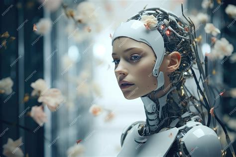 Premium Ai Image Artificial Intelligence Girl Robot Robot With The Face Of A Beautiful Girl