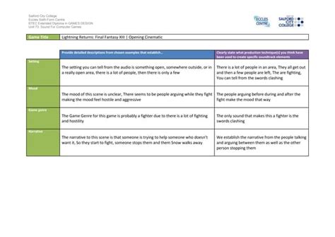 Audio Game Script Example Annotated With Explanations