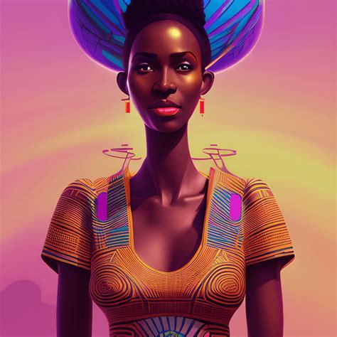 African Lady In Futuristic African Graphic · Creative Fabrica