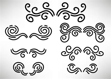 abstract curly element set for design swirl curl divider collection
