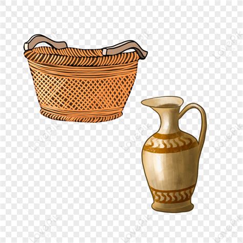물병과 갈색 대나무 바구니 일러스트 가구대바구니만화 Png 일러스트 무료 다운로드 Lovepik