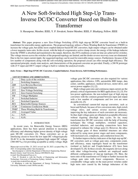 Pdf A New Soft Switched High Step Up Trans Inverse Dc Dc Converter Based On Built In Transformer