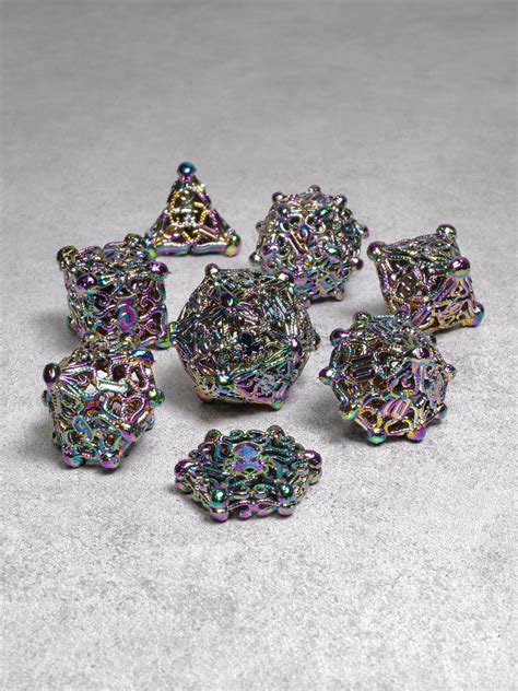 Krakens Cabal Rainbow Metal 8 Piece Metal Dice Set Kraken Dice
