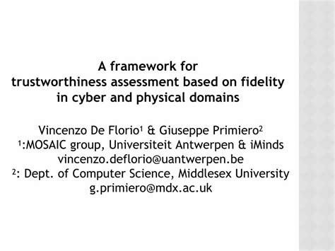 pdf a framework for trustworthiness assessment based on fidelity in
