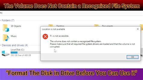how to fix the volume does not contain a recognized file system