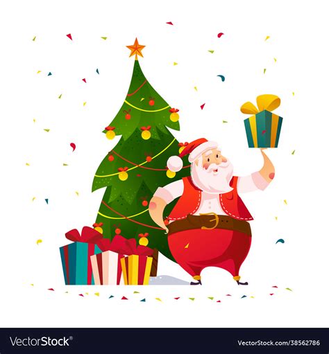 Funny Santa Claus Character With T Boxes Vector Image