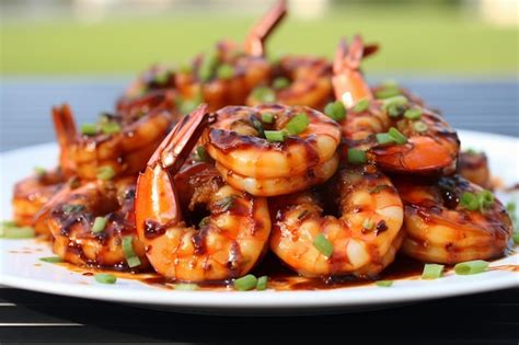 Savory Grilled Shrimp With A Sweet Chili Garlic Glaze Premium Ai