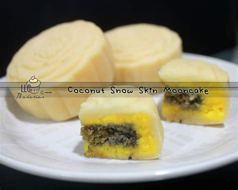 LLC Bakeries Coconut Snow Skin Mooncake With Custard Purple Sweet Potato Filling