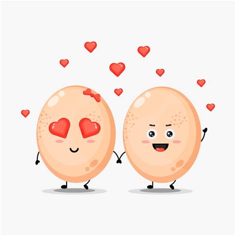 사랑에 빠진 귀여운 계란 프리미엄 벡터