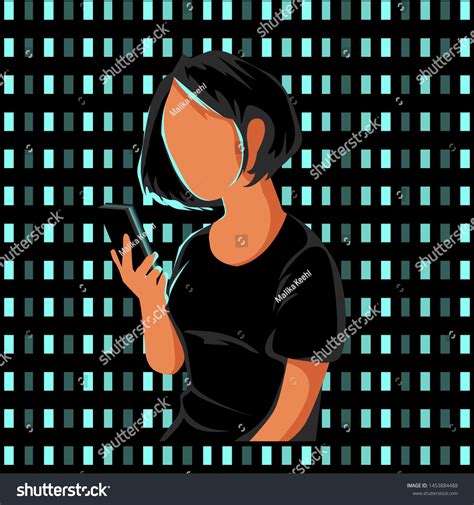Girl Addicted Smartphone Vector Illustration Awareness Stock Vector