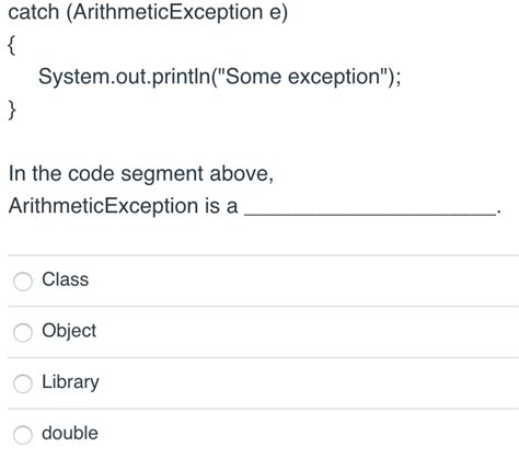 Solved Catch Arithmeticexception E
