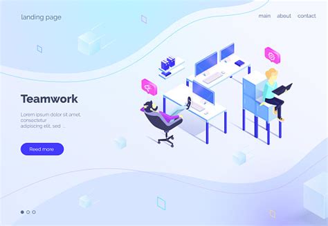 코 워킹 프로젝트에서 작업 하는 사람들의 그룹입니다 그룹 작업 Office 전문가는 프로젝트 작업을 할 때 컴퓨터와 상호 작용 합니다 인사 관리 현대 벡터 일러스트 레이 션