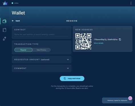 Web Wallet Full View Receive Screen Issue BeamMW Web Wallet Angular GitHub
